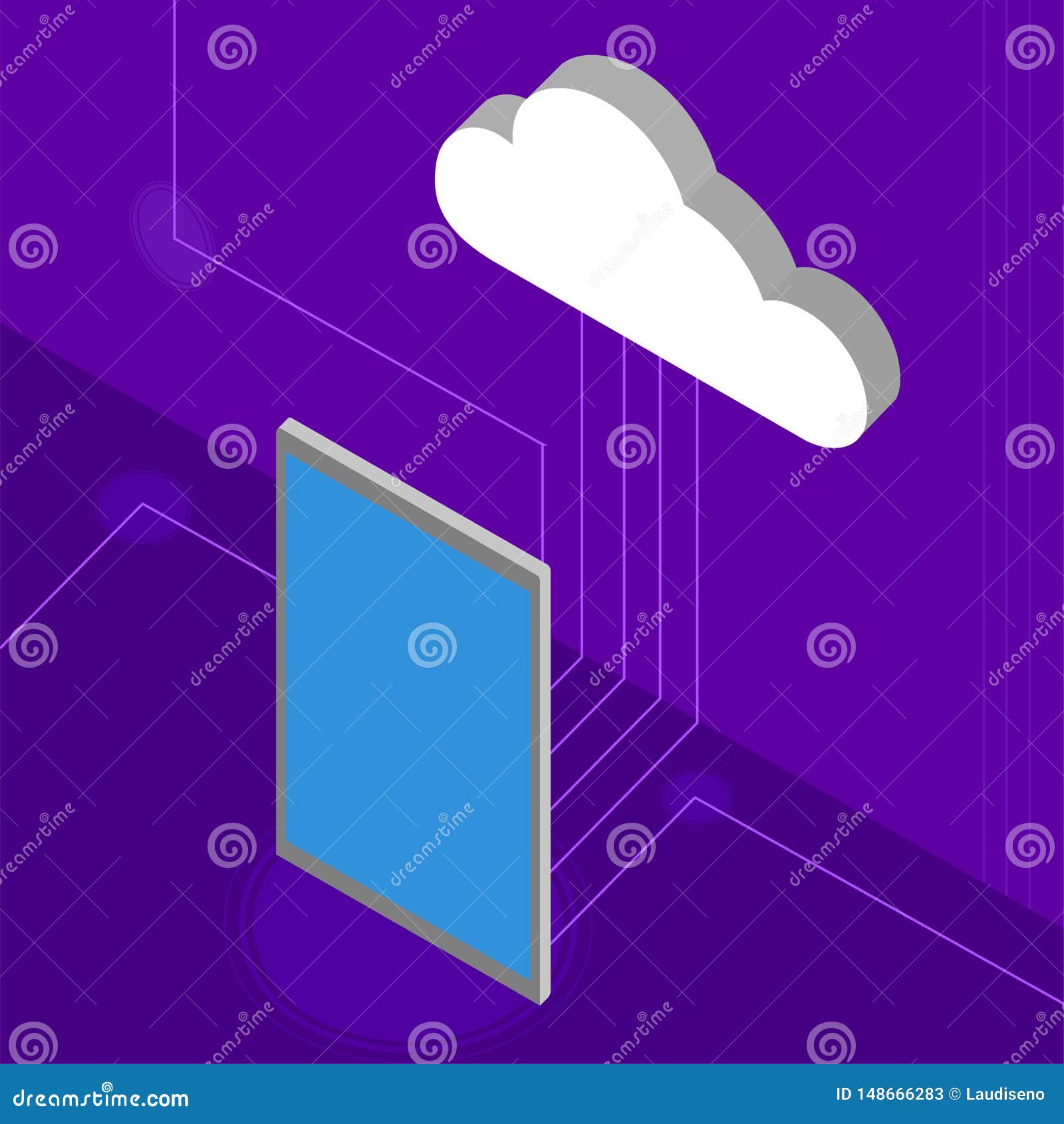 3d Cloud Computing Icon Connected To a Tablet Stock Vector - Illustration of network, device ...