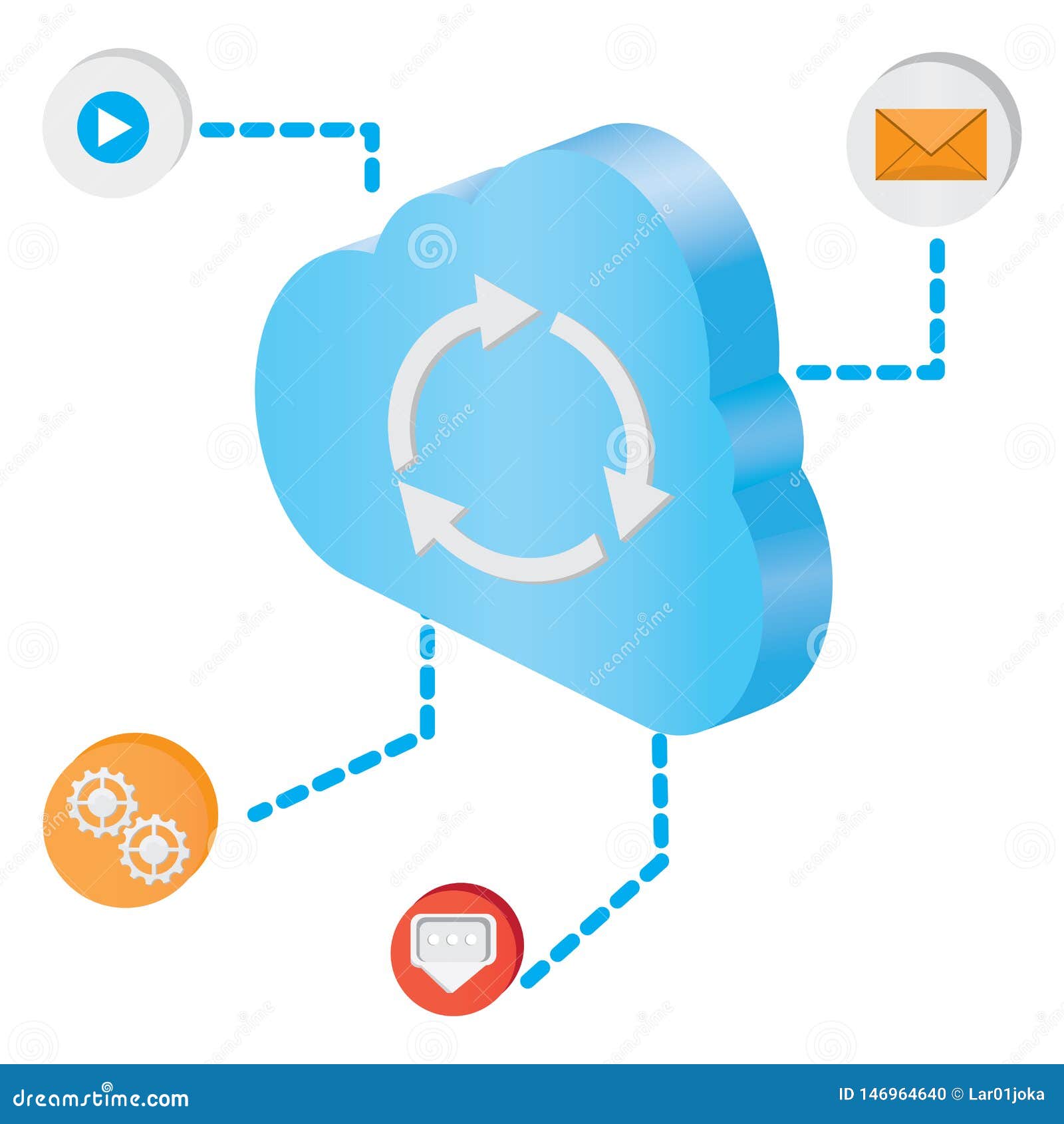 3d Cloud Computing Icon with Different Symbols Stock Vector ...