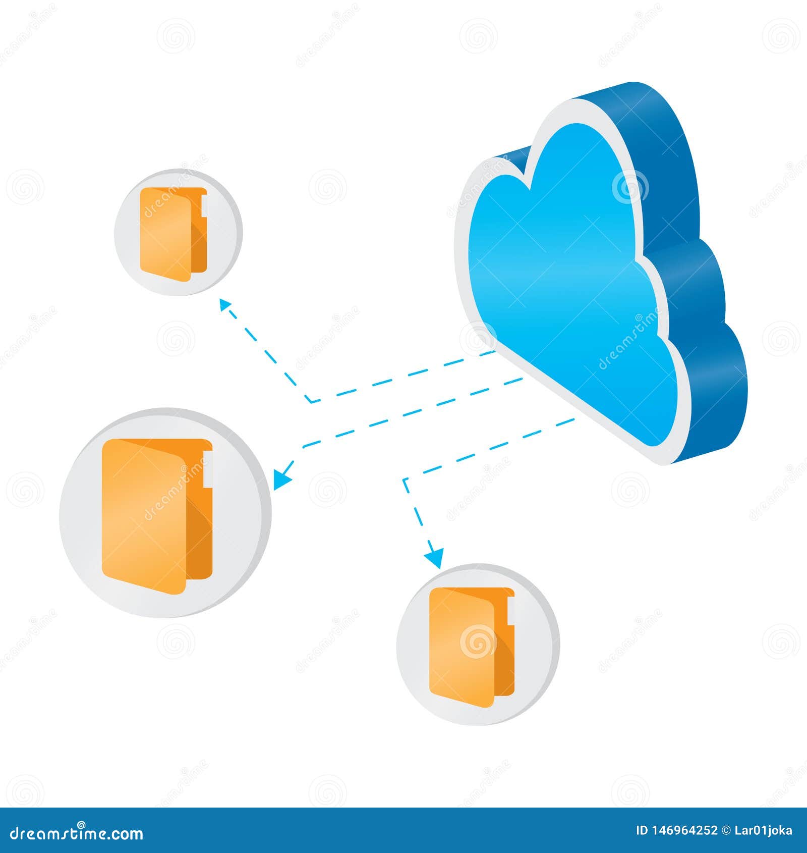 3d Cloud Computing Icon with Folder Symbols Stock Vector - Illustration ...