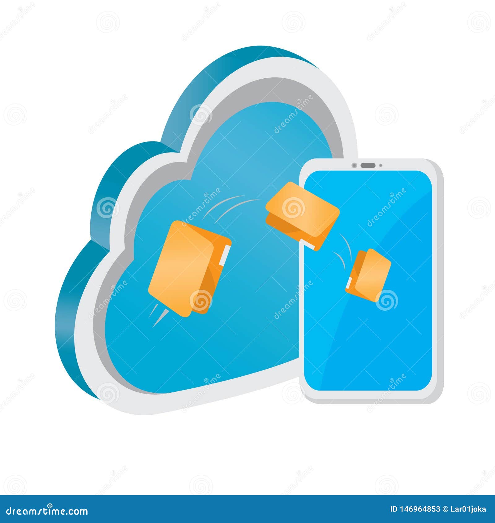 3d Cloud Computing Icon with Folder Symbols Stock Vector - Illustration ...