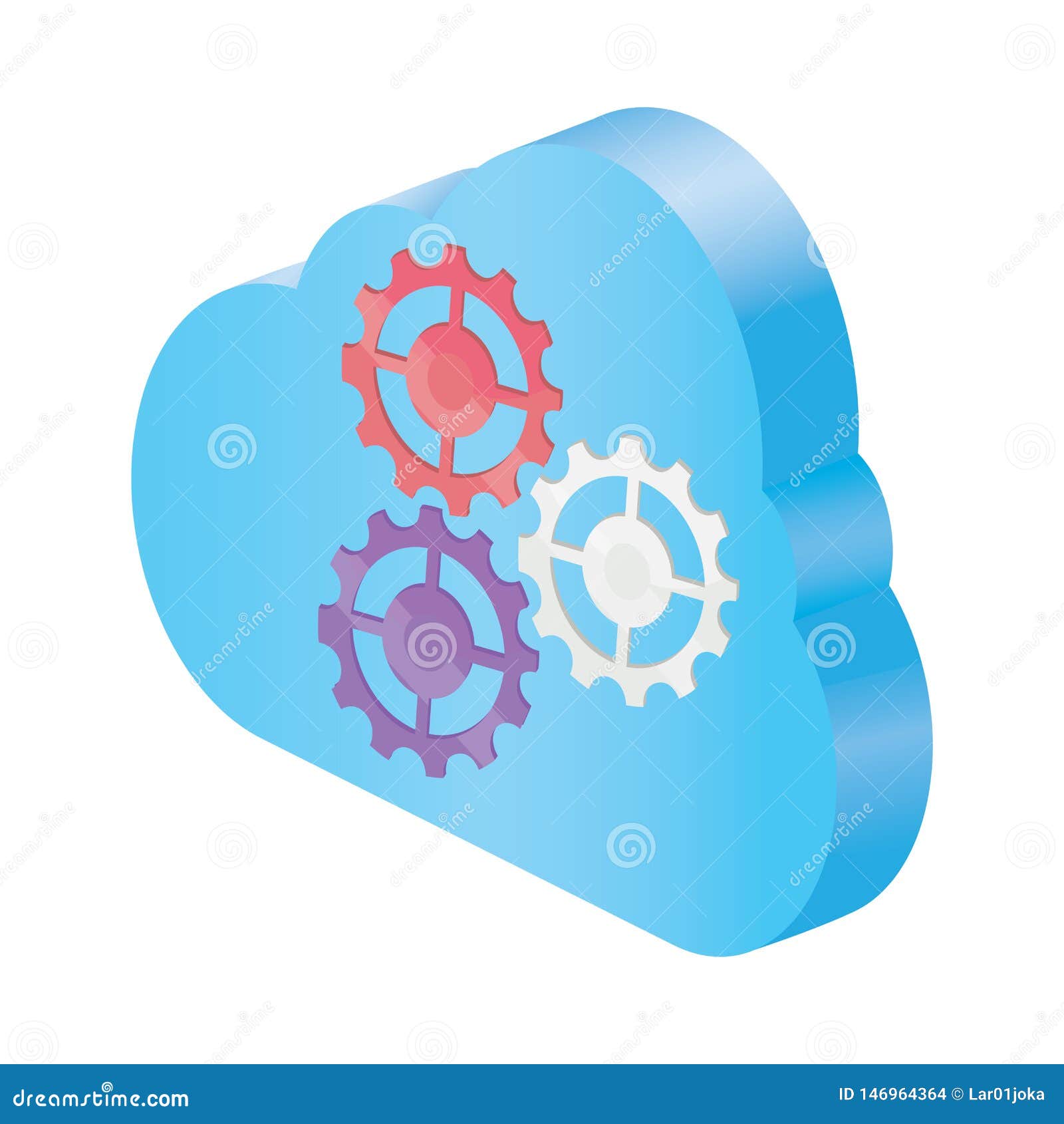 3d Cloud Computing Icon with Gear Symbols Stock Vector - Illustration ...