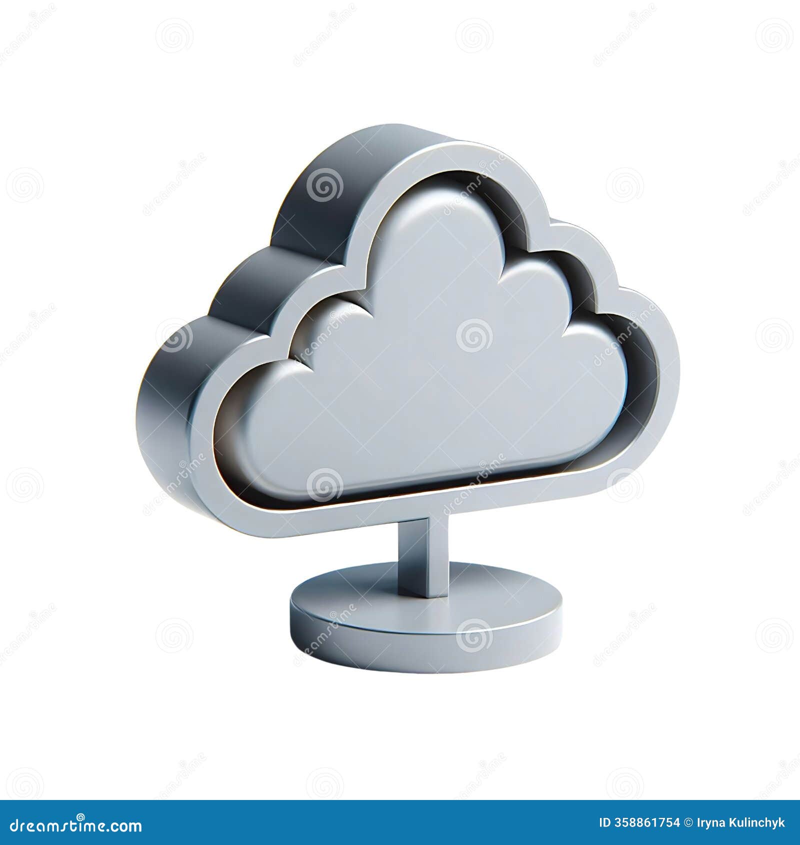 3D Cloud Computing Icon with Stand Isolated on White or Transparent ...