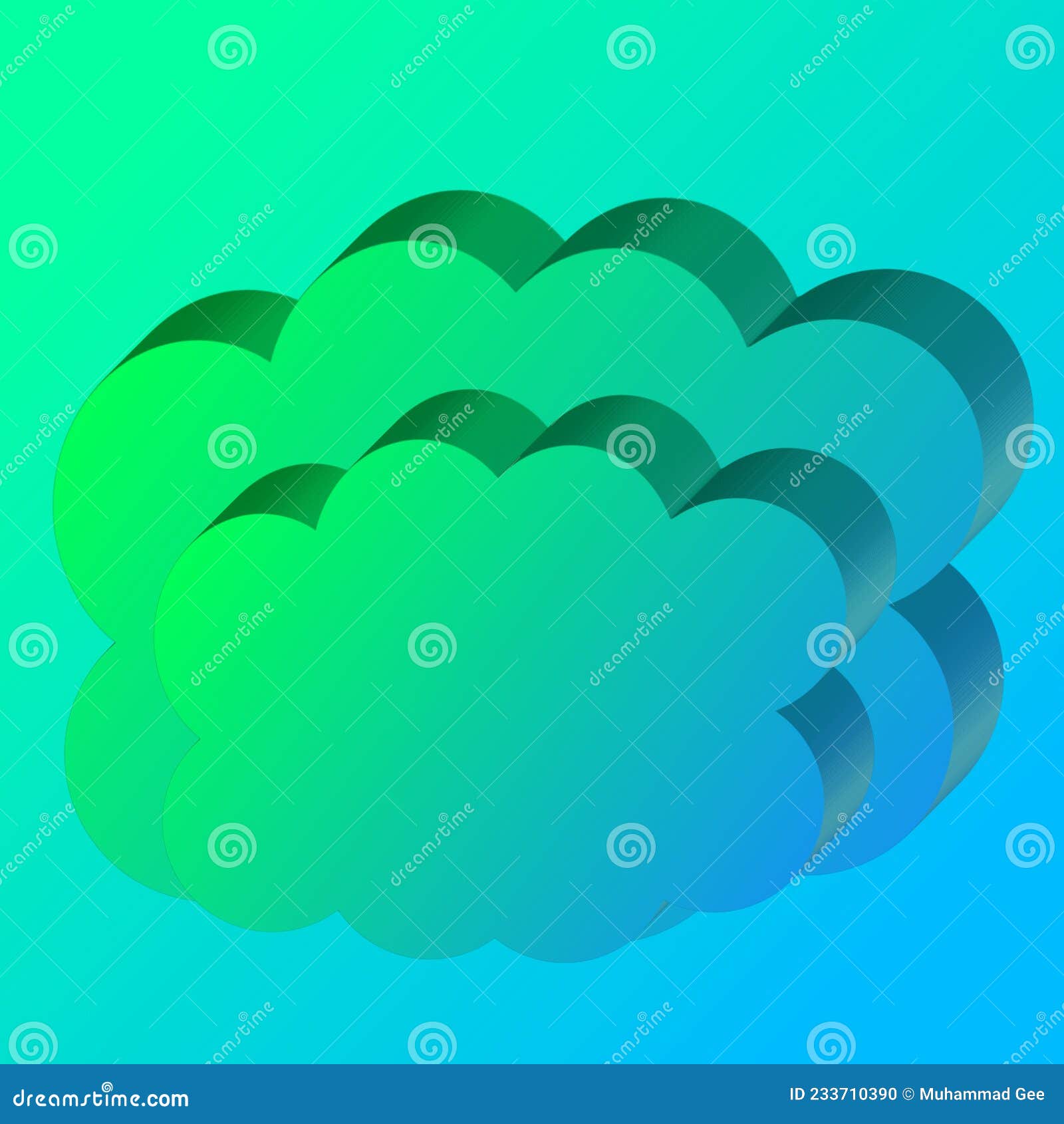 3d Cloud Design with Green and Blue Gradiant Stock Illustration ...