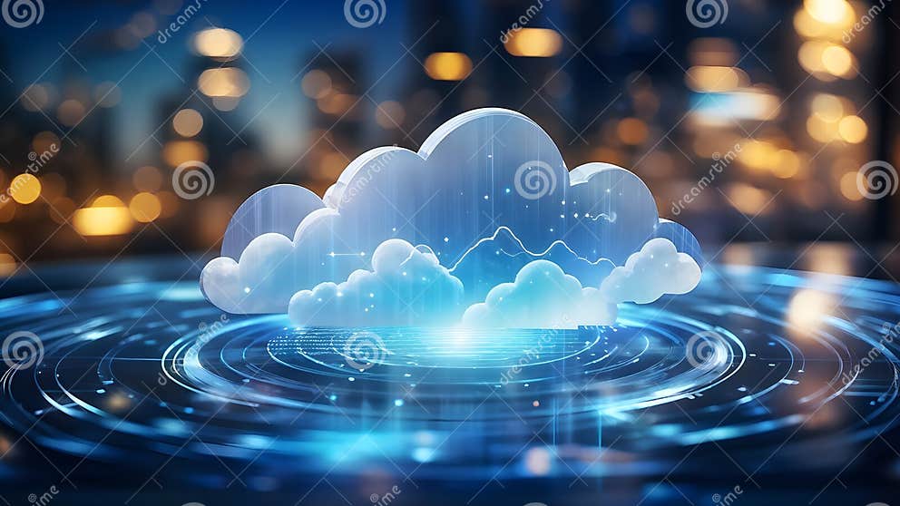 3D Cloud with Digital Technology, Blue Tones, Futuristic Theme, Web Data Storage Concept Stock ...