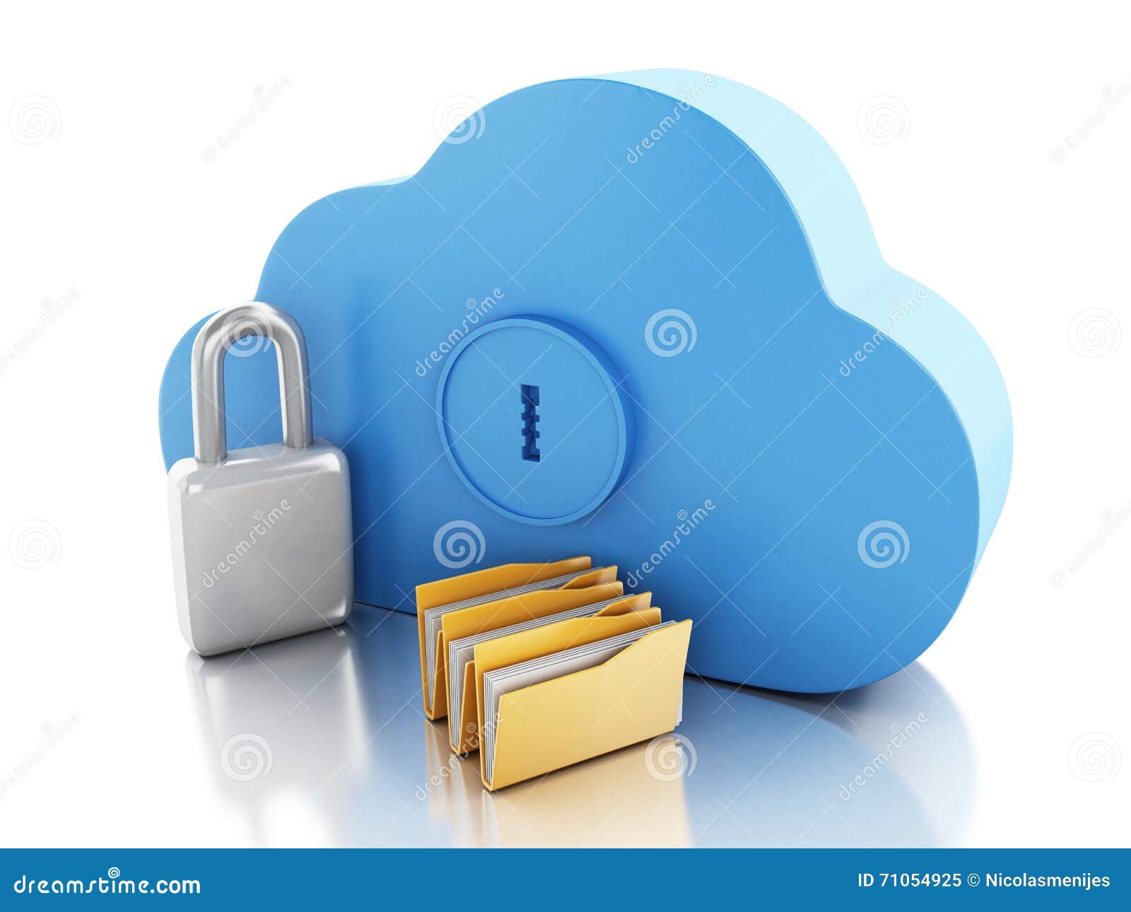 3d Cloud with File Storage and Padlock. Stock Illustration ...