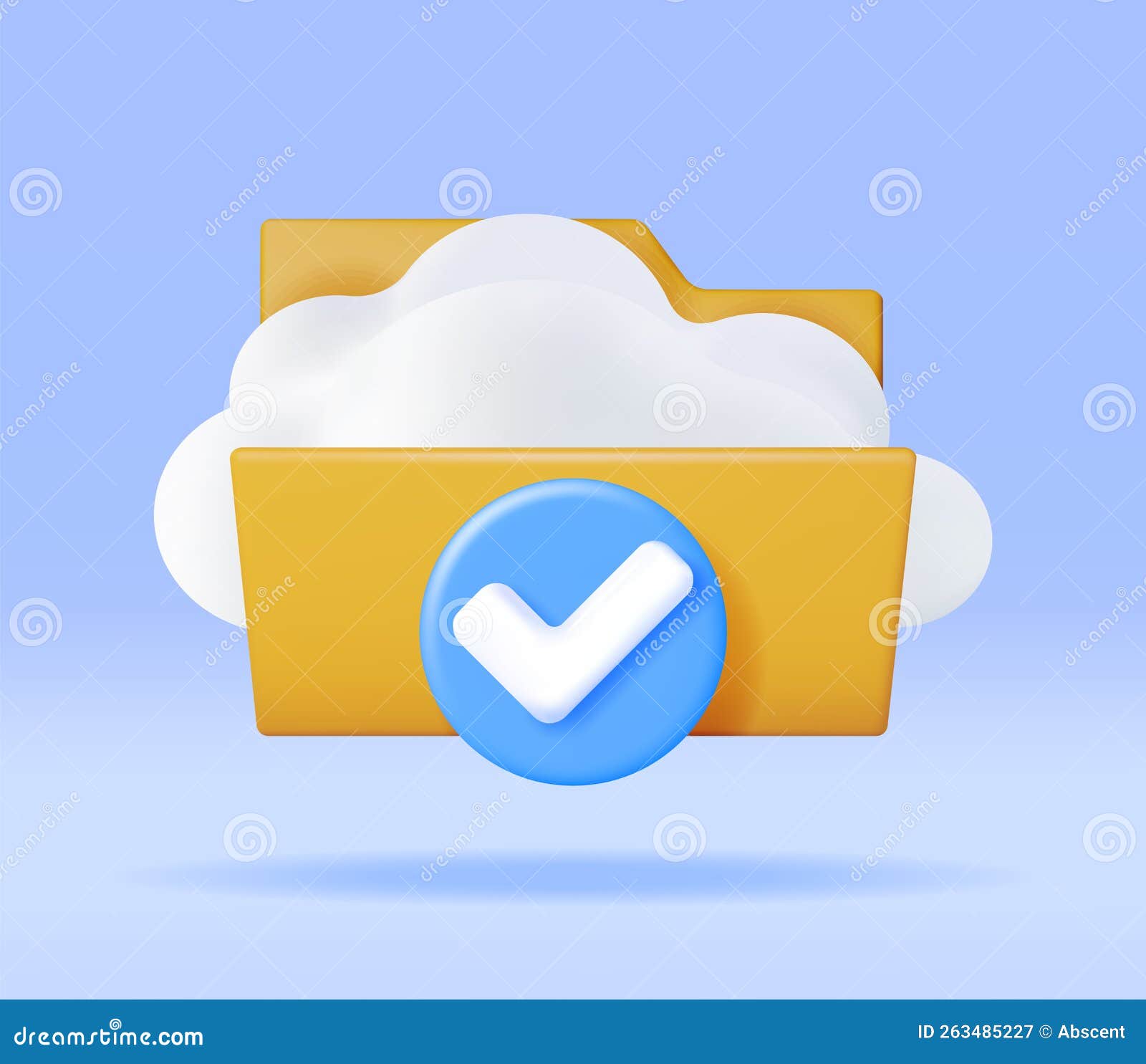 3D Cloud in Folder with Checkmark Stock Vector - Illustration of internet, service: 263485227