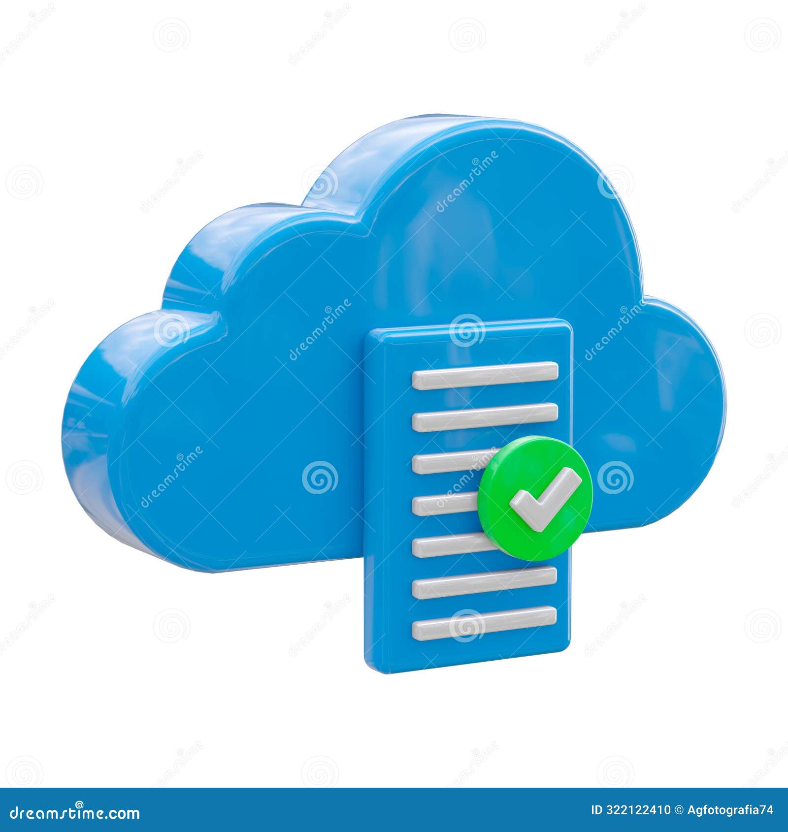 3D Cloud Management Icon with Multimedia File Upload Isolated on White ...