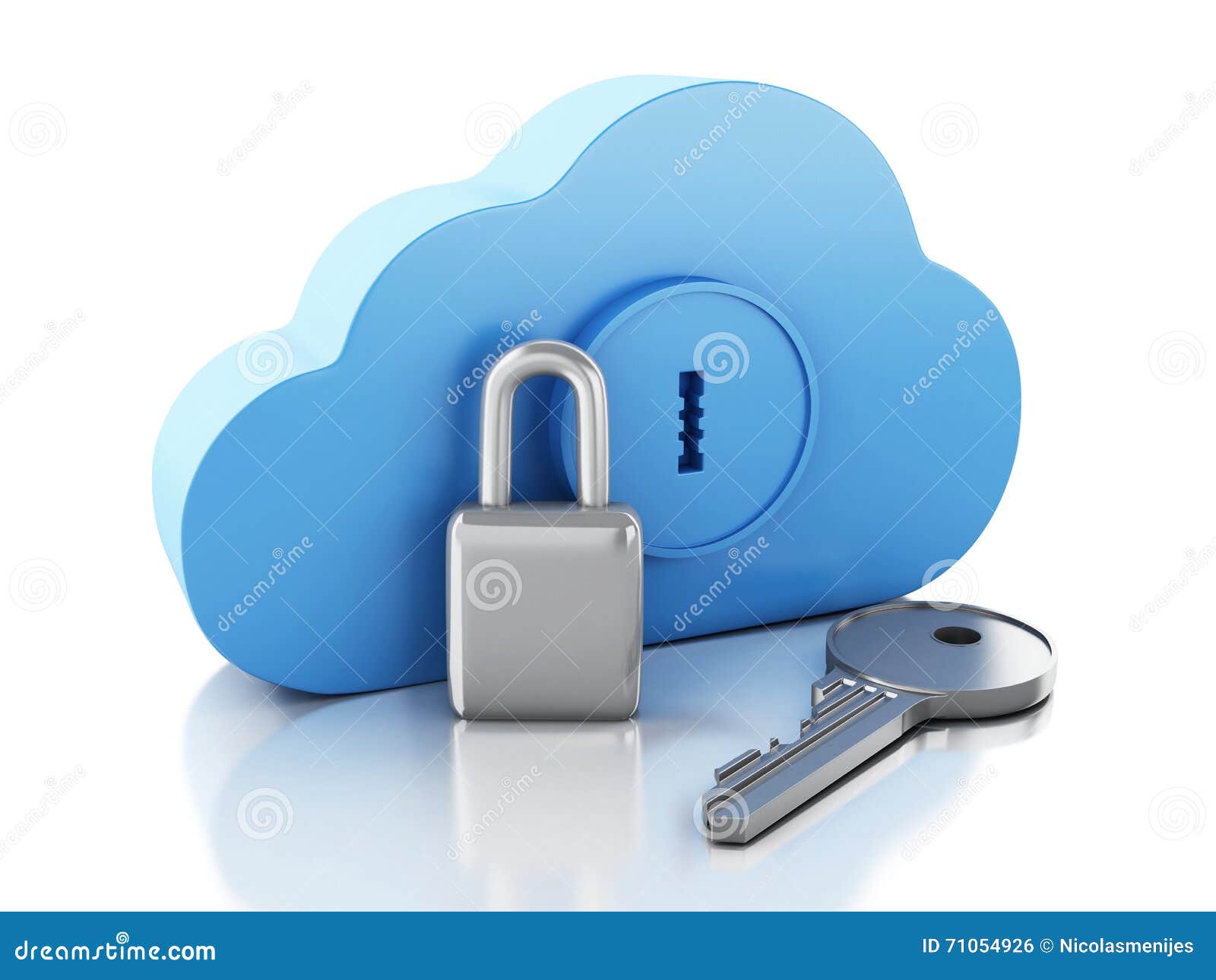 3d Cloud with Padlock and Key. Stock Illustration - Illustration of ...