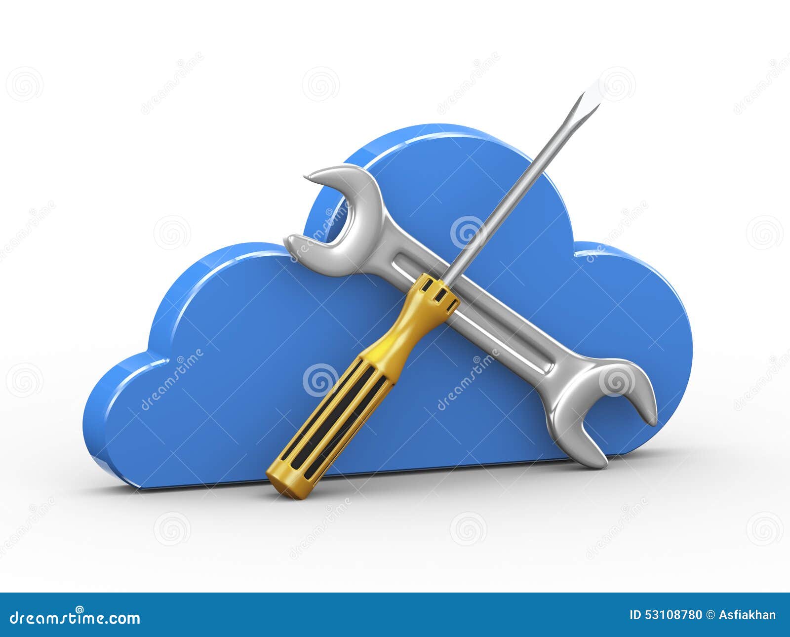 3d Cloud and Repairing Tools Stock Illustration - Illustration of ...