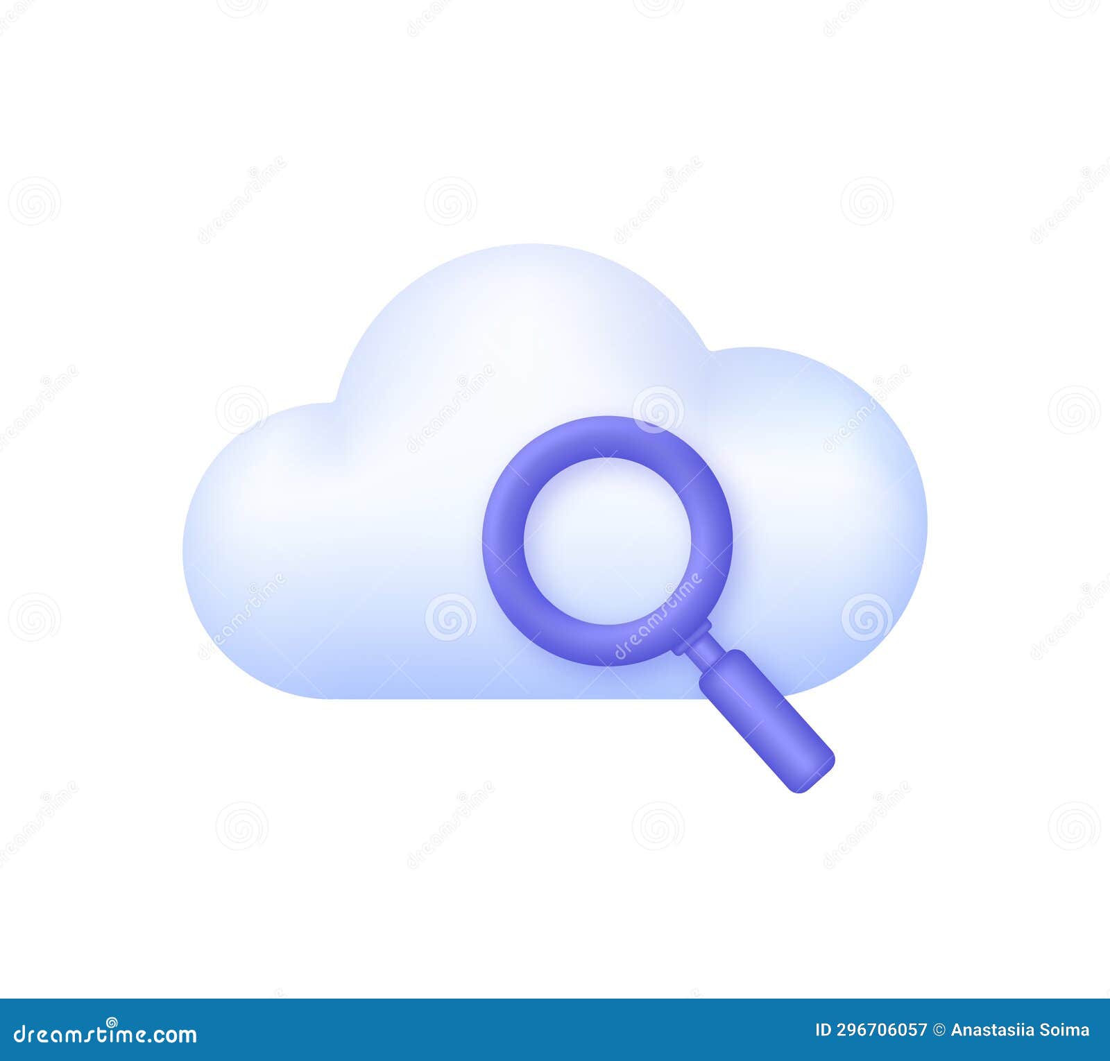 3D Cloud Search Icon. Cloud with Magnifying Glass. the Concept of Cloud Online Data Storage ...