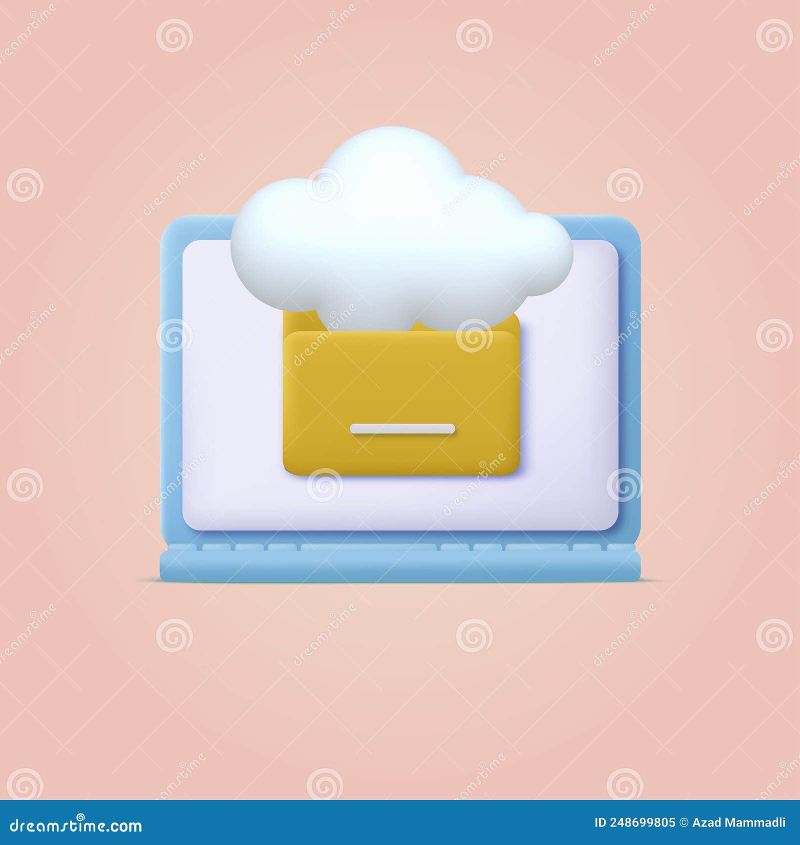 3d Cloud Storage Folder Icon. Vector Stock Vector - Illustration of ...