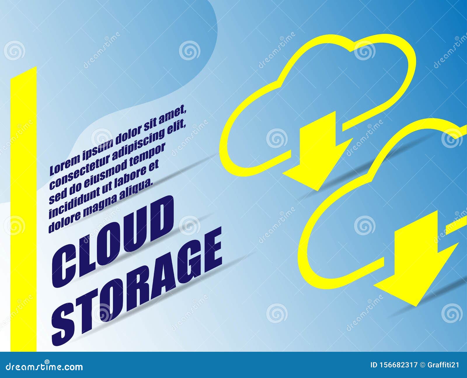 3d Cloud Storage for Marketing Design. Data Management. Banner, Poster ...