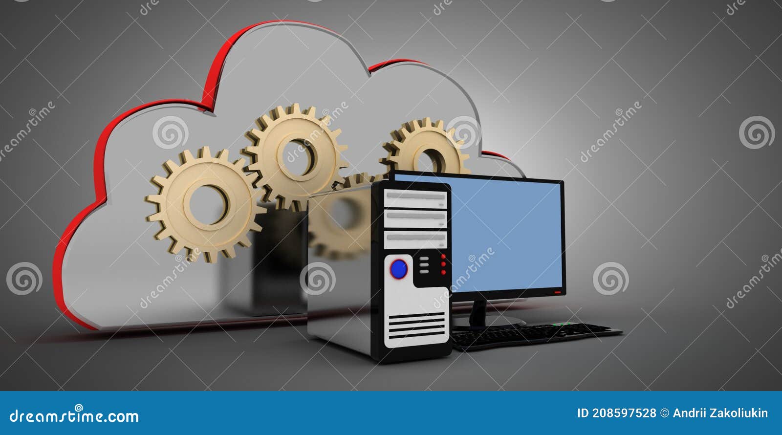 3d Clouds Computing Concept . Cloud and Computer .3d Illustration Stock ...
