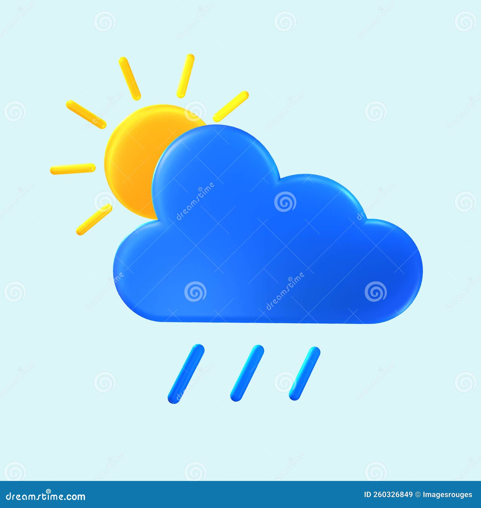 3d Cloudy Sun and Rain Icon To Know the Weather in an Application or on ...