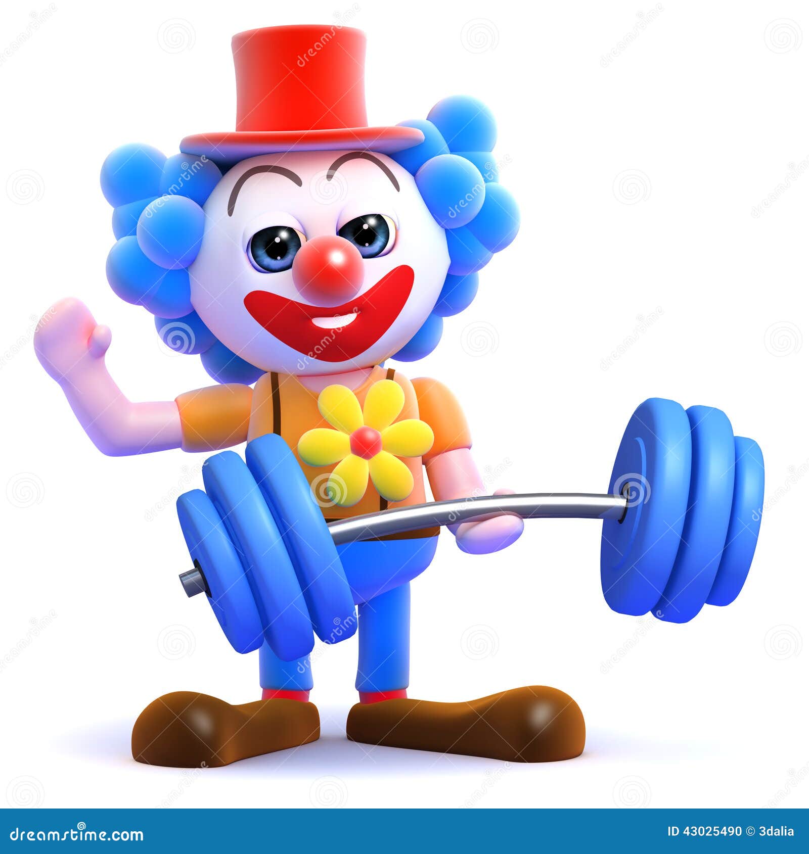 3d Clown lifts weights stock illustration. Illustration of render ...