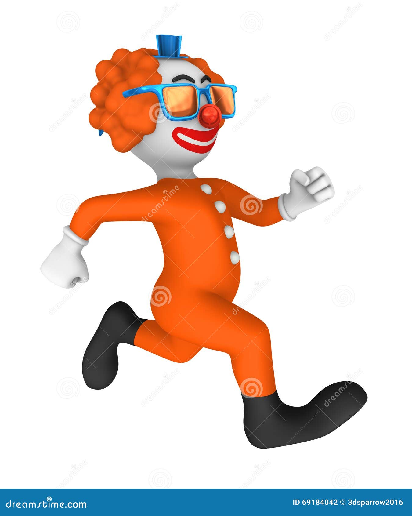 3d clown. Run. stock illustration. Illustration of fast - 69184042