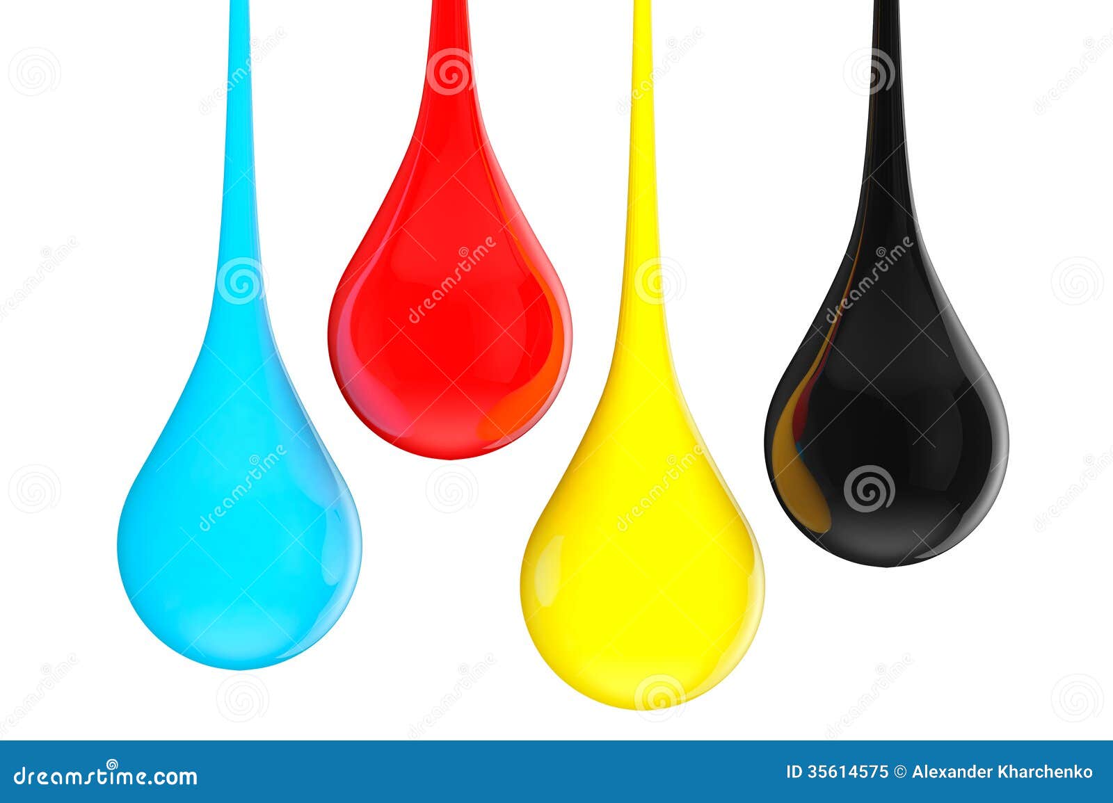 3d CMYK ink drops stock illustration. Illustration of concept - 35614575