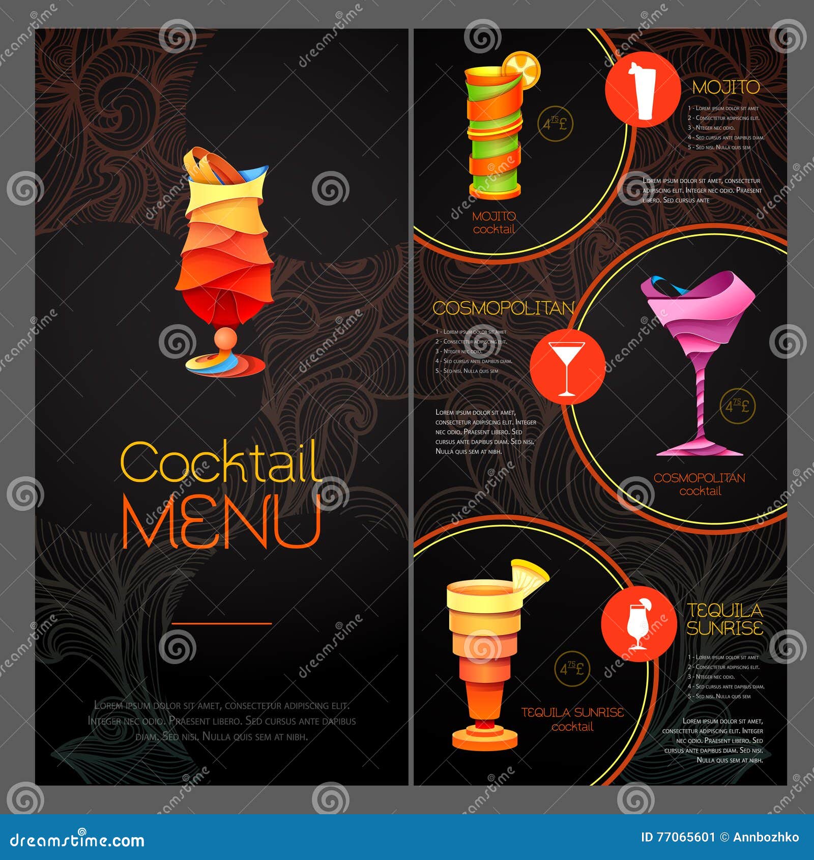 3D Cocktail Design. Cocktail Menu Design Stock Vector - Illustration of ...