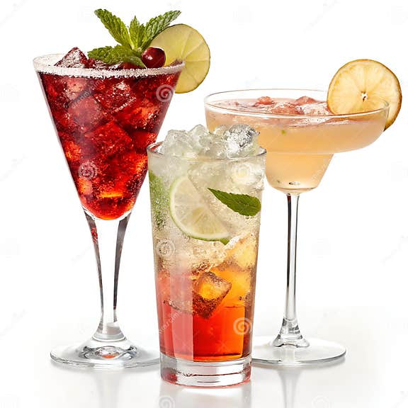 3D Cocktail Drinks Render Isolated on White Background Stock ...