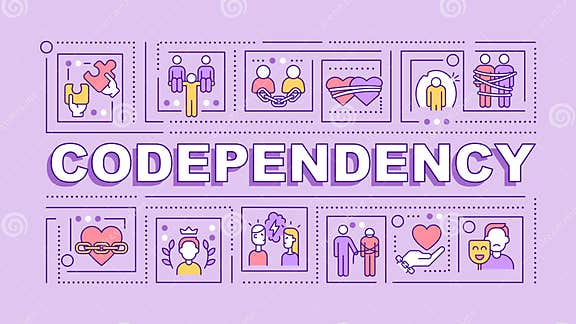 2D Codependency Text with Multicolor Thin Line Icons Stock Vector ...