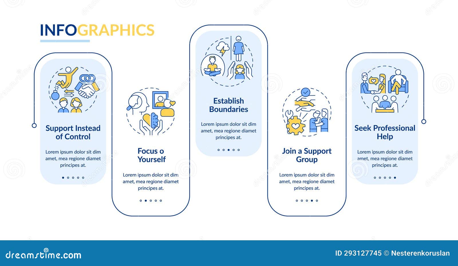 2D Codependent Relationship Layout with Linear Icons Concept Stock ...
