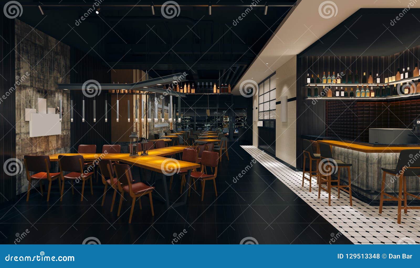 3d coffee pub loft style stock illustration. Illustration of frame ...