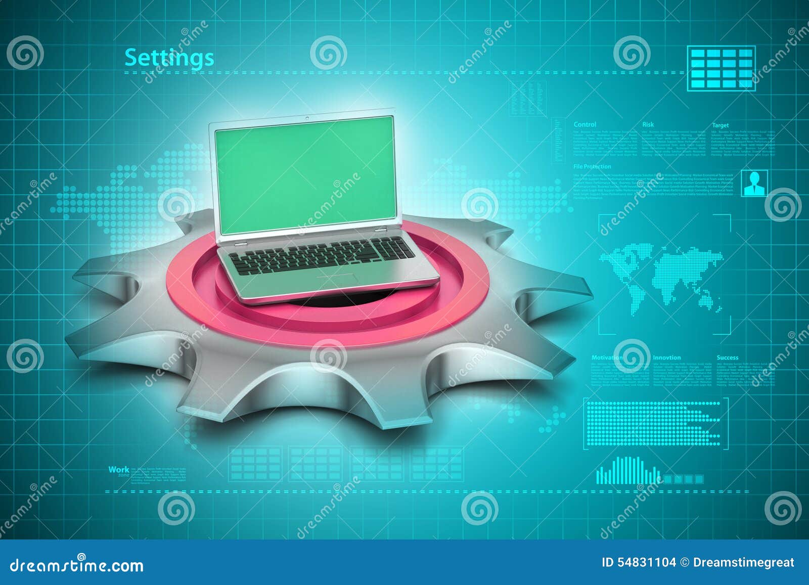 3d Cog Wheel with Computer Mouse Stock Illustration - Illustration of ...