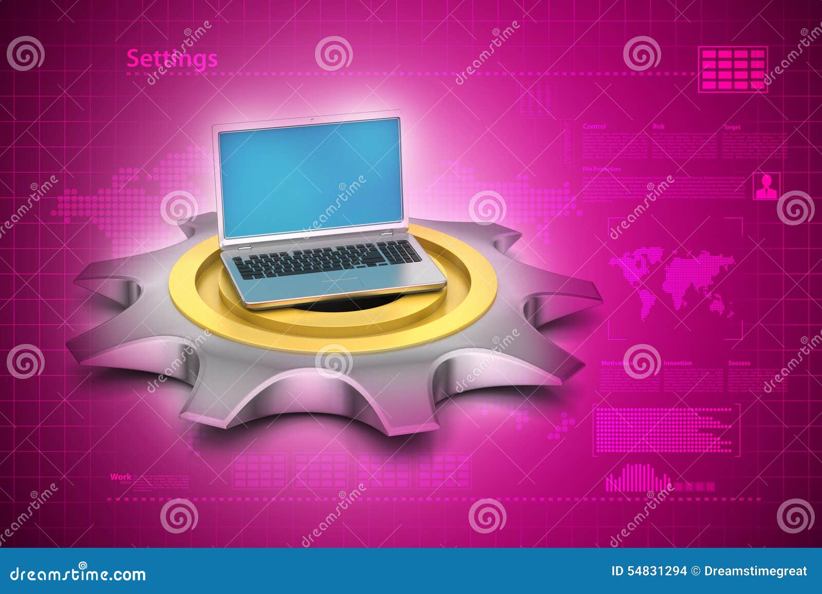 3d Cog Wheel with Computer Mouse Stock Illustration - Illustration of ...