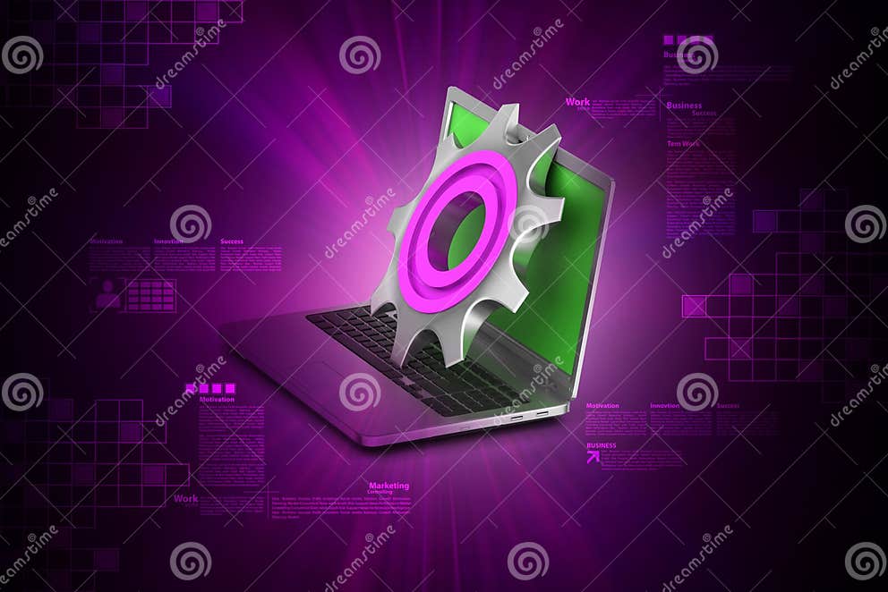 3d Cog Wheel with Computer Mouse Stock Illustration - Illustration of ...