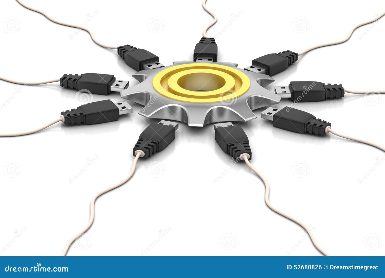 3d Cog Wheel with Connecting Cable Stock Illustration - Illustration of ...