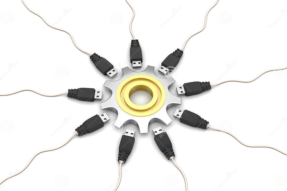 3d Cog Wheel with Connecting Cable Stock Illustration - Illustration of ...