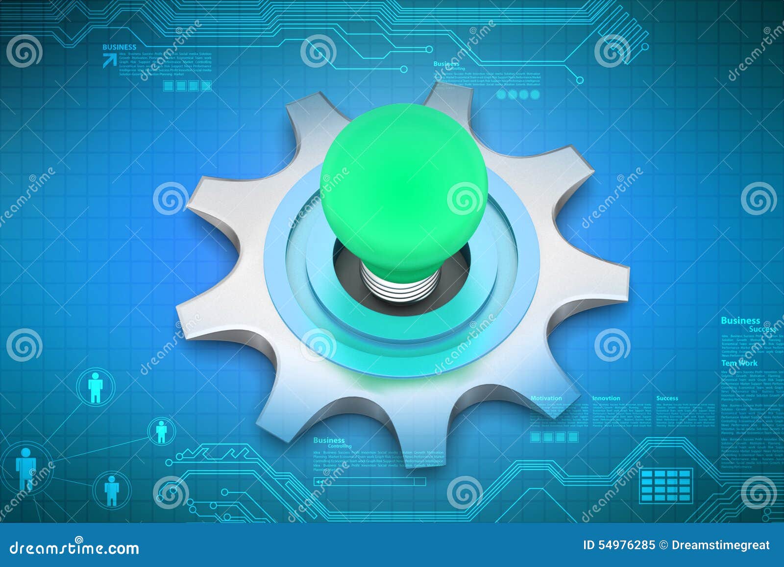 3d Cog Wheel with Light Bulb Stock Illustration - Illustration of ...