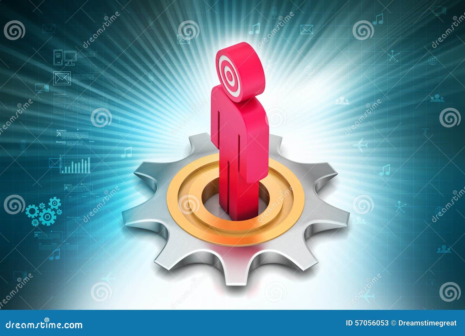 3d cog wheel with man stock illustration. Illustration of abstract ...