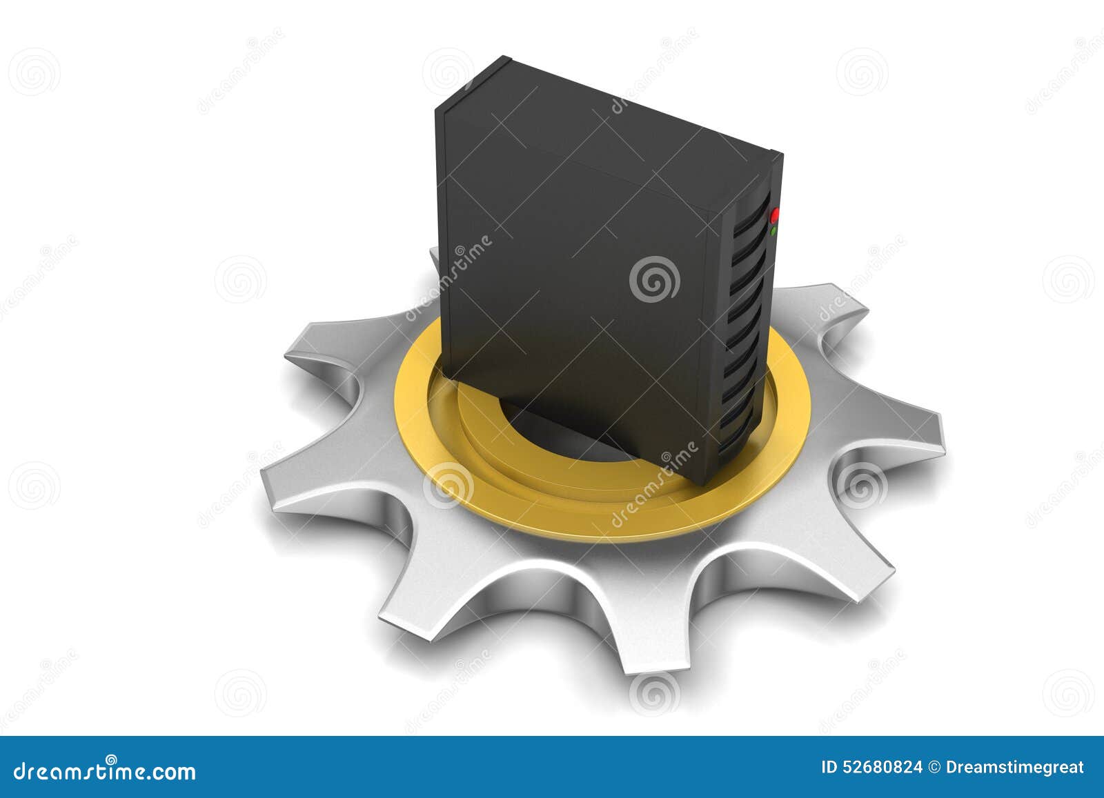 3d cog wheel with server stock illustration. Illustration of technology ...
