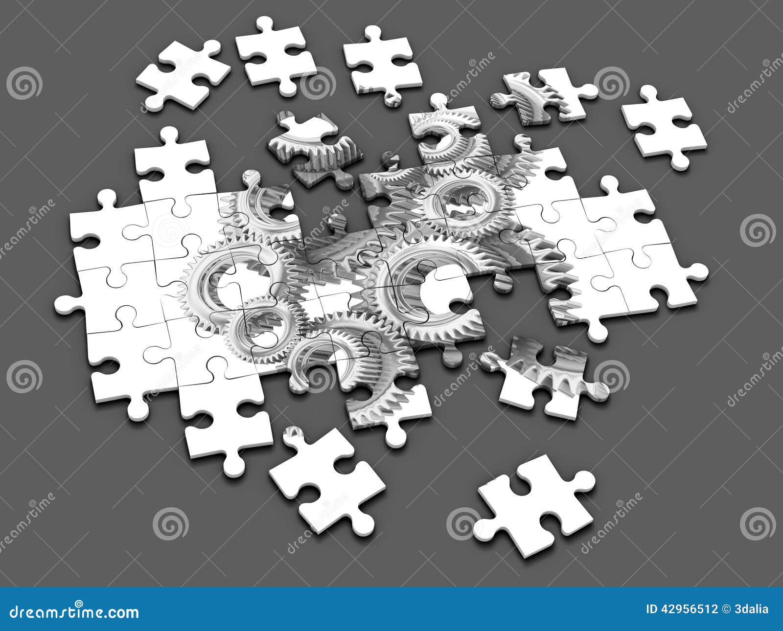 3d Cogs and Gears Jigsaw Puzzle Stock Illustration - Illustration of ...