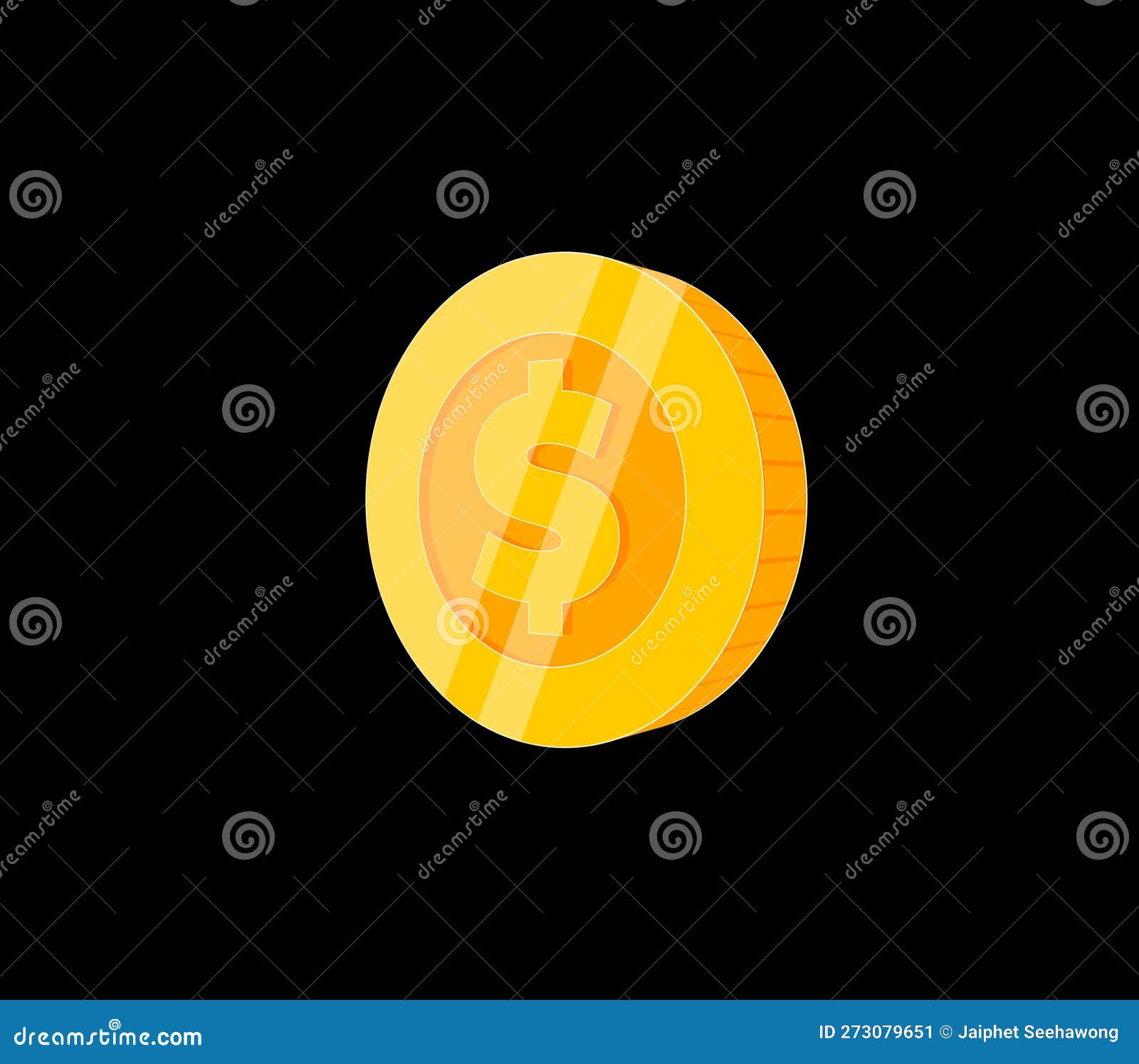 2D Coin Isolated Background Stock Illustration - Illustration of growth ...