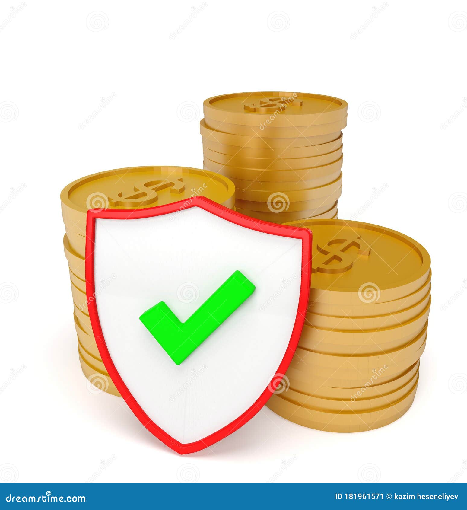 3D Coin with Shield stock image. Image of finance, investment - 181961571
