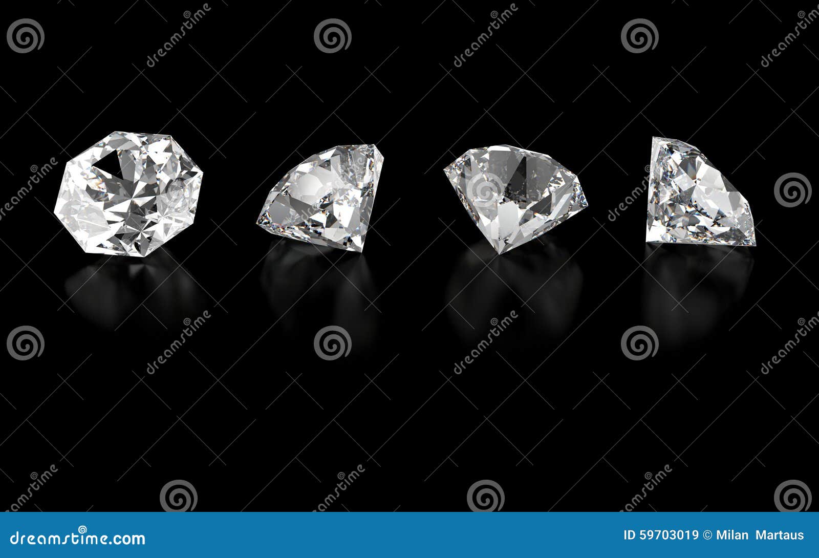 3d Collection of Four Various Diamonds Stock Illustration ...