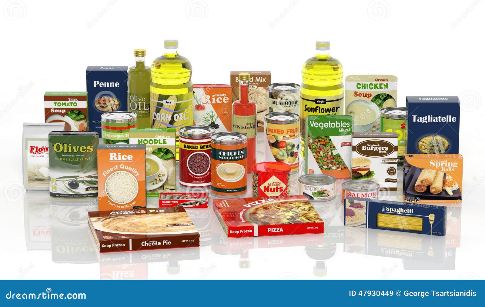 3D Collection of Packaged Food Stock Illustration - Illustration of ...