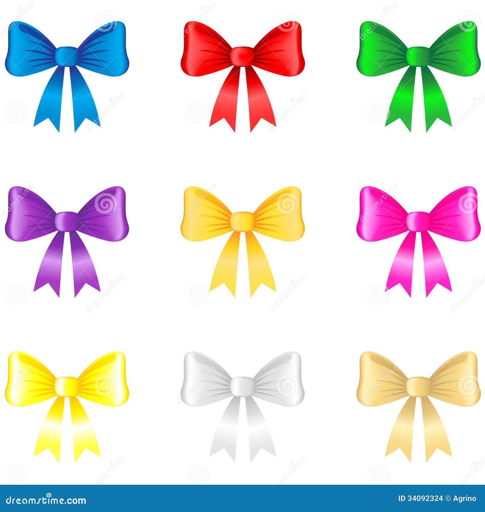 3d color bow set stock vector. Illustration of silhouette - 34092324