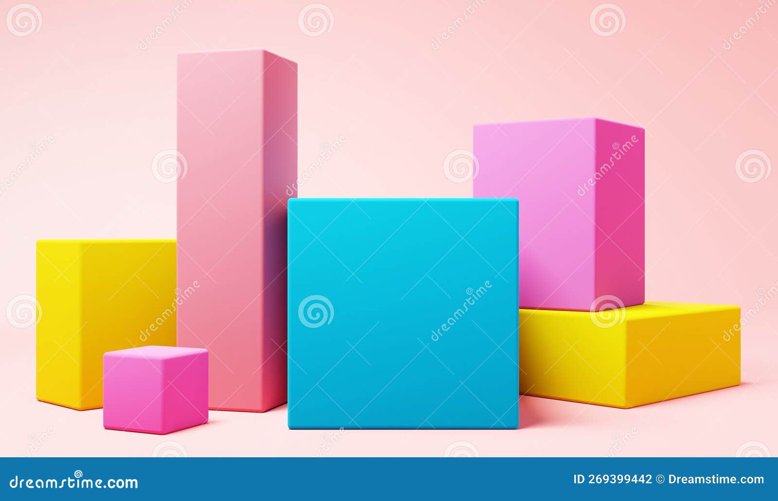 3d Color Cube Studio Display Scene with on Pink Background. Stock ...