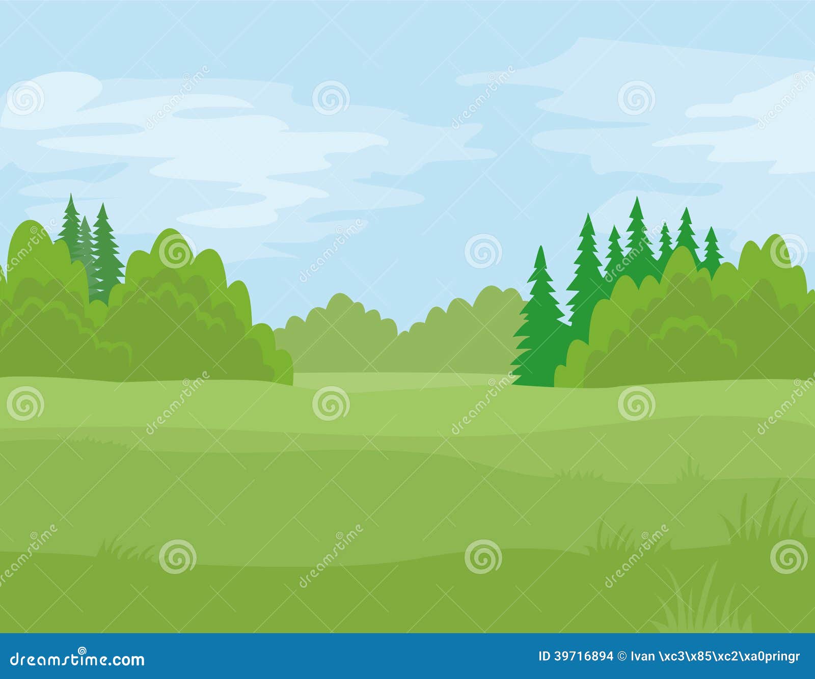 2D Color Landscape with Tree Stock Illustration - Illustration of hills ...
