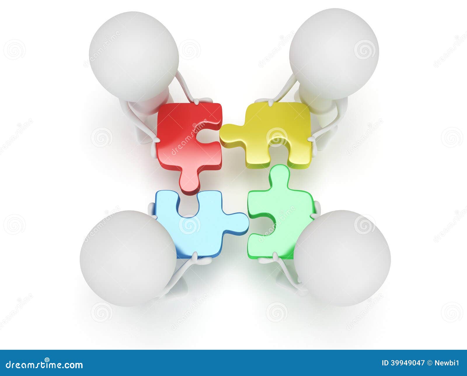 3d Color Puzzle and People on White Stock Illustration - Illustration ...