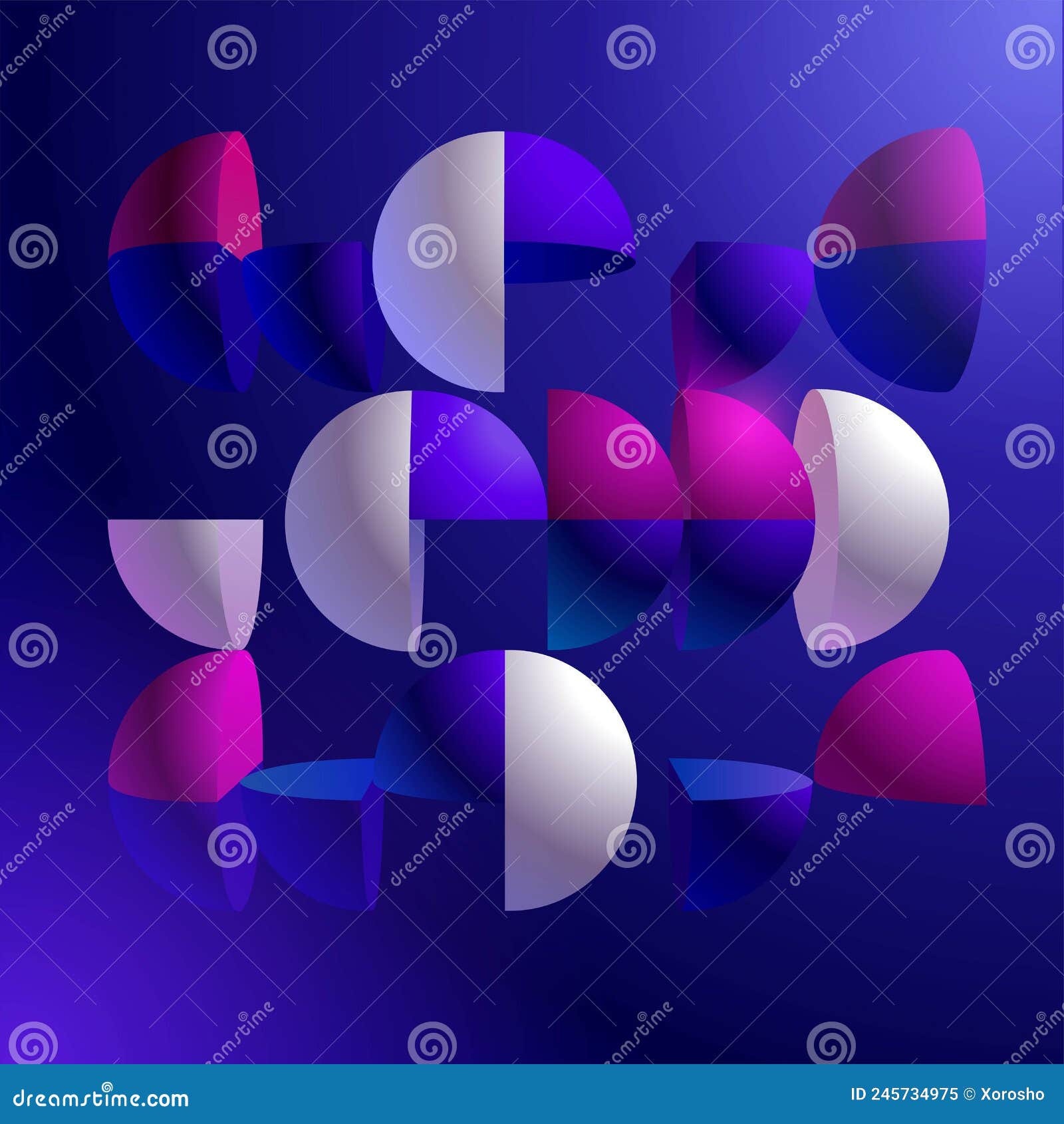 3D Color Spheres on Dark Blue Background. Stock Vector - Illustration ...