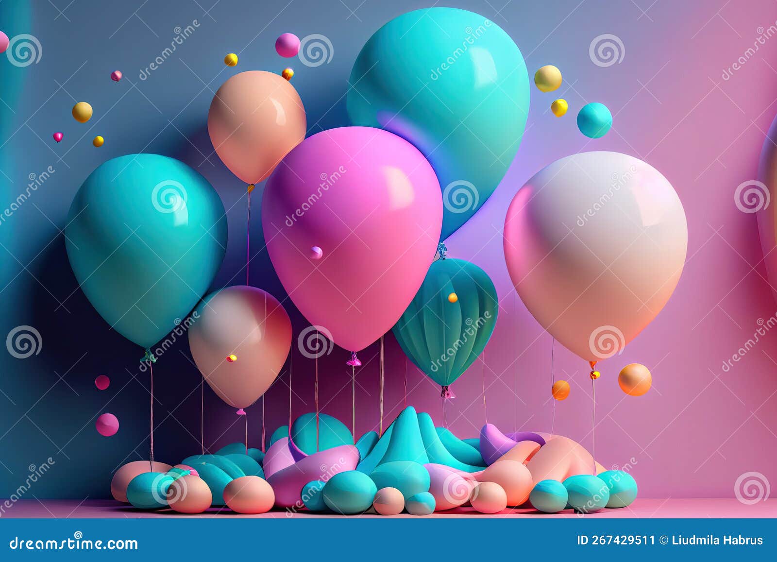 3d Colored Balls Background. Generative AI Stock Illustration ...