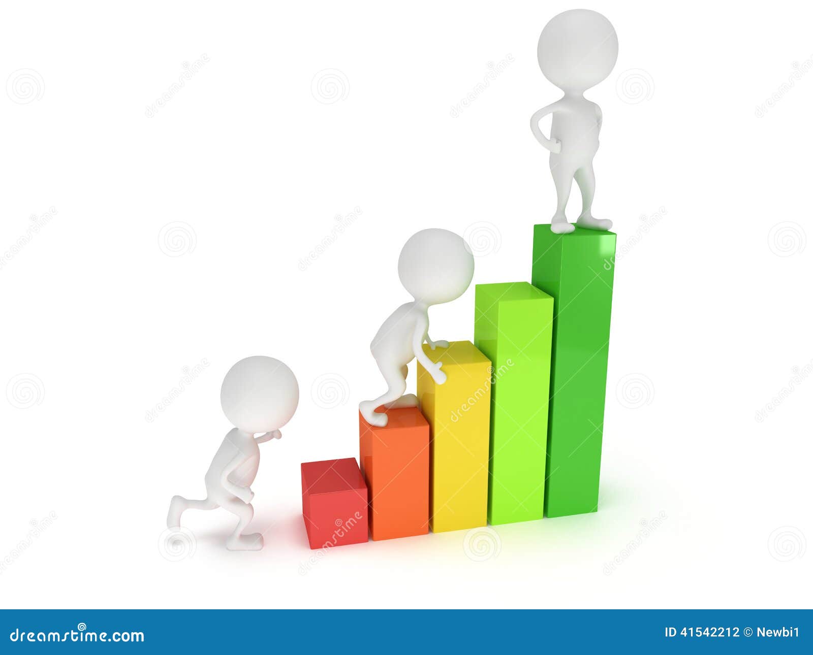 3D Colored Bar Graph and Climbing People Stock Illustration ...