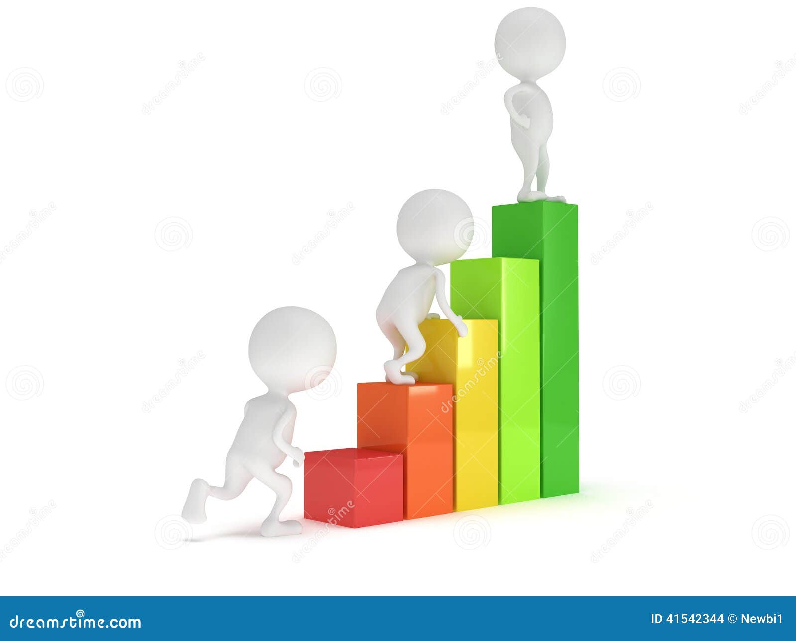 3D Colored Bar Graph and Climbing People Stock Illustration ...