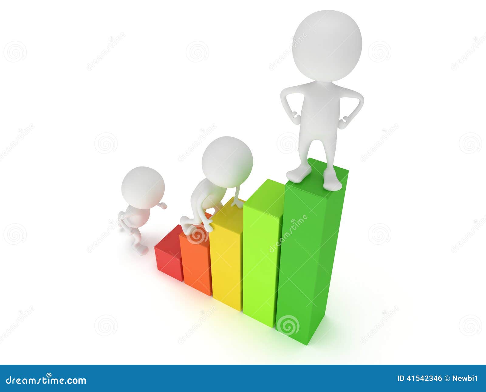 3D Colored Bar Graph and Climbing People Stock Illustration ...