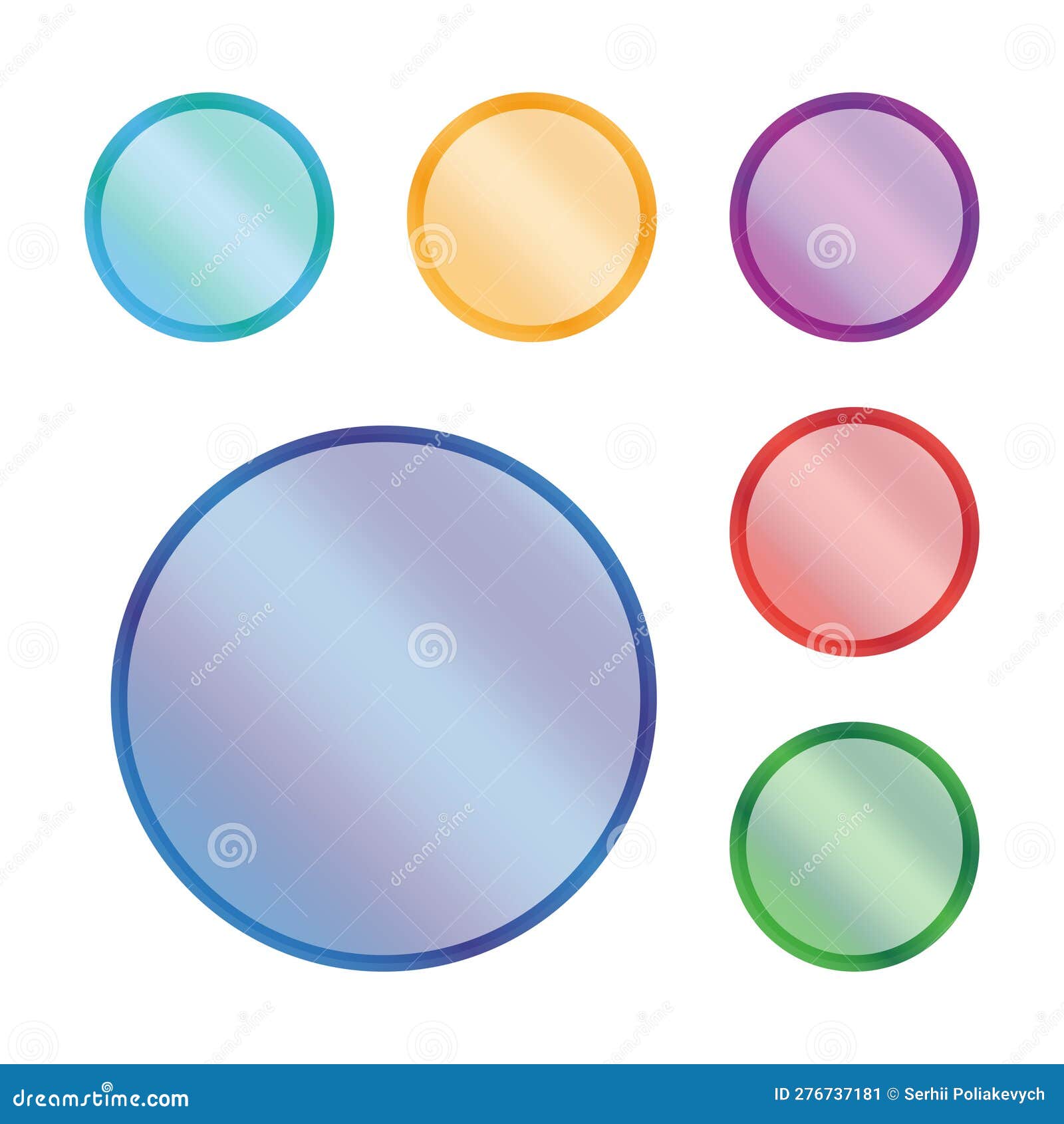 3d Colored Circles Plastic. Round Shape. Glossy Brooch Pin. Vector ...