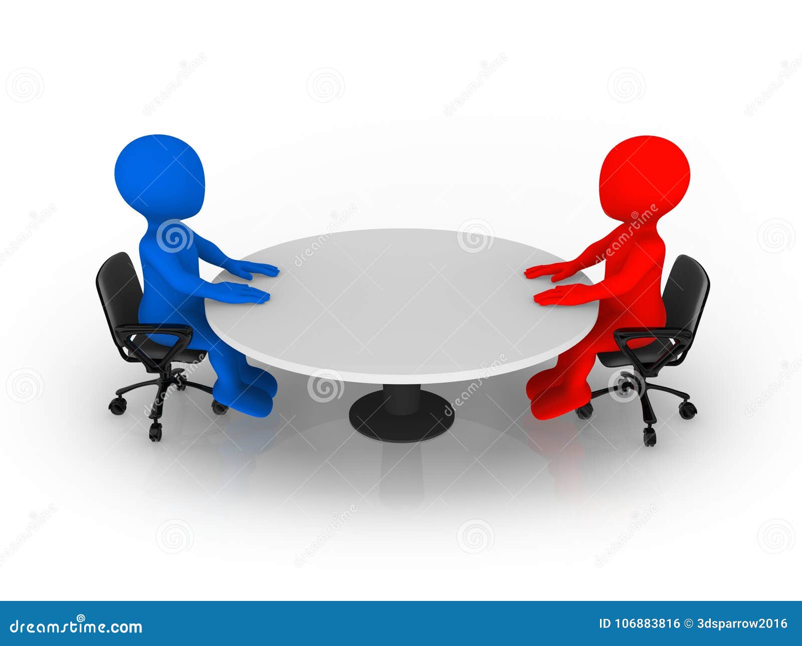3d Colored People Sitting at Round Table. Stock Illustration ...